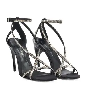 Alexander McQueen Embellished Ankle Strap Heeled Sandals