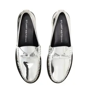 STUART WEITZMAN Lottie Bow Loafers - Silver