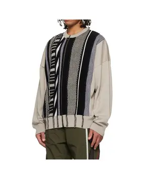 Martine Rose Striped Zip-up Cardigan - Beige/black