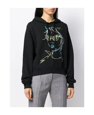Off-White Logo Character Printed Hooded Hoodie - Black