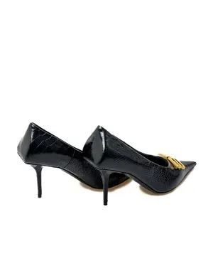 Balenciaga Bb Logo Plaque Pointed Toe Pumps - Black
