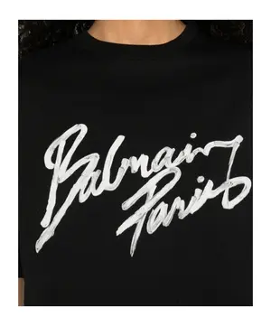 Balmain Graphic Printed Cropped T-shirt
