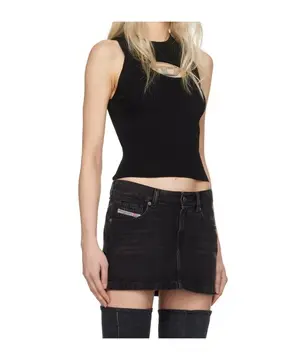 DIESEL® Logo Plaque Cut-out Knitted Top