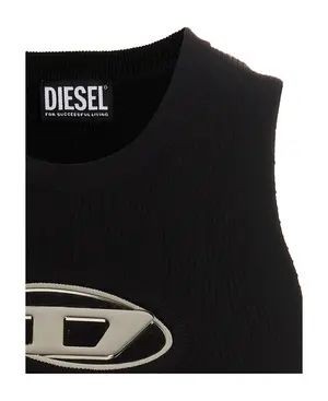 DIESEL® Logo Plaque Cut-out Knitted Top
