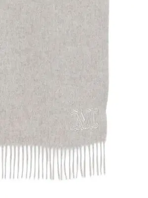 Max Mara Monogram Fringe Scarf - Gray