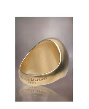 MAISON MARGIELA Logo-engraved Brushed Finish Signet Ring - Yellow