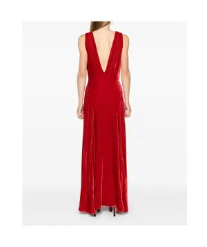 P.a.r.o.s.h Velvet V-neck Sleeveless Maxi Dress