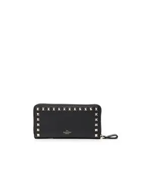 Valentino Garavani Rockstud Zip-up Wallet - Black