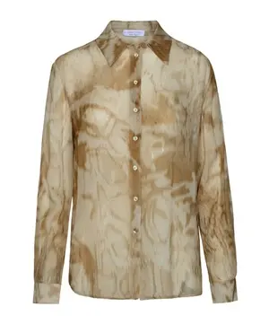 Blumarine Long-sleeved Lapel Shirt With Full-body Pattern - No