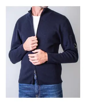 C.P. COMPANY Full Zip Lens Cardigan - Blue