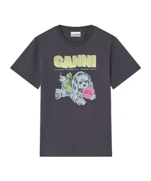 GANNI Graphic T-shirt - Black