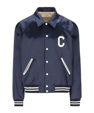 Celine Teddy Jacket In Satin Nylon - Navy