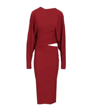 AMAZUIN Karubu Draped Midi Dress With Batwing Sleeves And Open Back