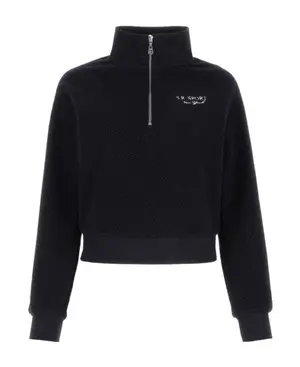 SPORTY  RICH Sporty & Rich Half-zip Fleece Sweatshirt - Black