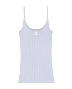 COURREGES Courrèges Logo Embroidered Ribbed Knit Top No
