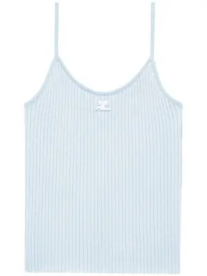 COURREGES Courrèges Logo Embroidered Ribbed Knit Top - No