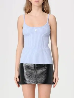 COURREGES Courrèges Logo Embroidered Ribbed Knit Top - No