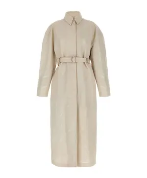 Sportmax Perforated Belted Long-sleeved Coat