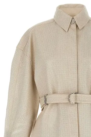 Sportmax Perforated Belted Long-sleeved Coat