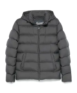 Herno Hooded Quilted Bomber Jacket With Drawstring Hem - Antracite