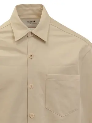 AMI Paris Logo-printed Long-sleeved Buttoned Shirt