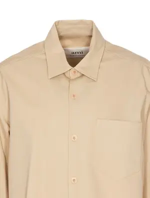 AMI Paris Logo-printed Long-sleeved Buttoned Shirt