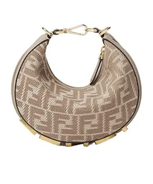 Fendi Ff Jacquard Mini Shoulder Bag - Grey