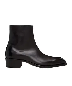 TOM FORD Leather Zip Boots - Black