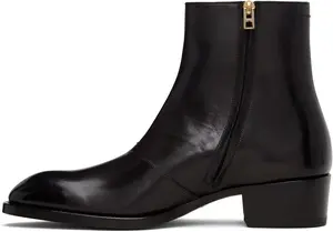 TOM FORD Leather Zip Boots - Black