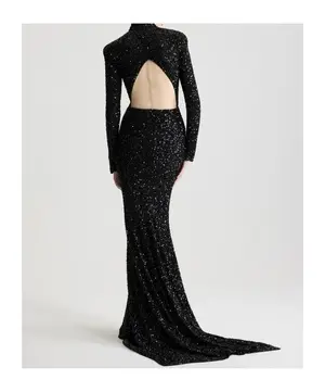 PATOU Sequinned High-neck Maxi Dress