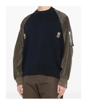 Sacai Sponge Sweatshirt With Zippered Sleeve Pockets