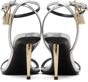TOM FORD Pointed-toe Open-toe Sandals With Ankle Strap And Logo Pendant - Gray