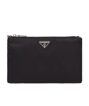 Prada Re-nylon And Saffiano Leather Pouch - Black