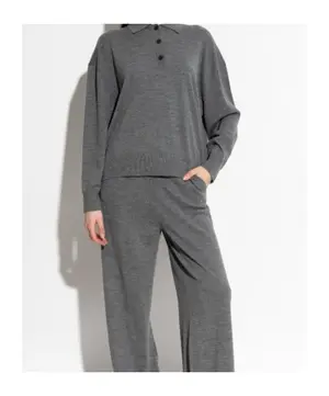 ANINE BING Buttoned Polo Top - Gray