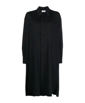 LEMAIRE Pleated Shirt Dress In Light Wool Gabardine