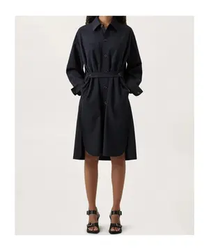LEMAIRE Pleated Shirt Dress In Light Wool Gabardine