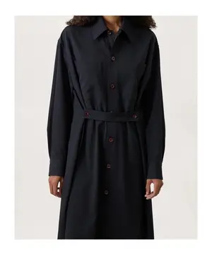 LEMAIRE Pleated Shirt Dress In Light Wool Gabardine