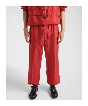 Prada Re-nylon Logo Plaque Wide Leg Track Pants