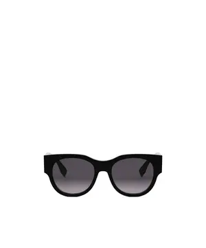 Fendi Round Frame Sunglasses With Temple Logo Details - Black