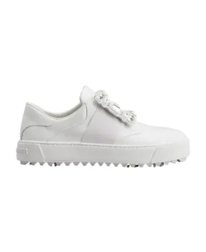 ROGER VIVIER Leather "viv' Golf" Sneakers With Rhinestone Buckle