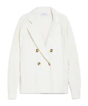 Max Mara Micio Double-breasted Cable-knit Cardigan - Vanilla
