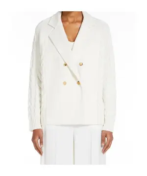 Max Mara Micio Double-breasted Cable-knit Cardigan - Vanilla