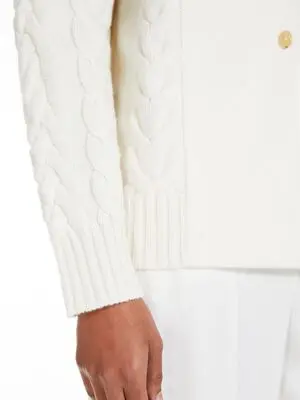 Max Mara Micio Double-breasted Cable-knit Cardigan - Vanilla