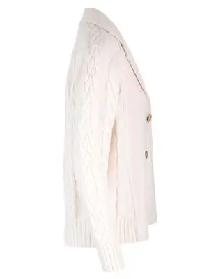 Max Mara Micio Double-breasted Cable-knit Cardigan - Vanilla