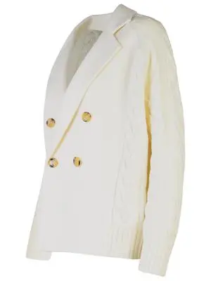 Max Mara Micio Double-breasted Cable-knit Cardigan - Vanilla