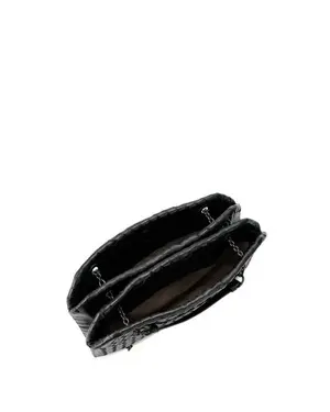 Bottega Veneta Woven Pattern Chain Handbag - Black