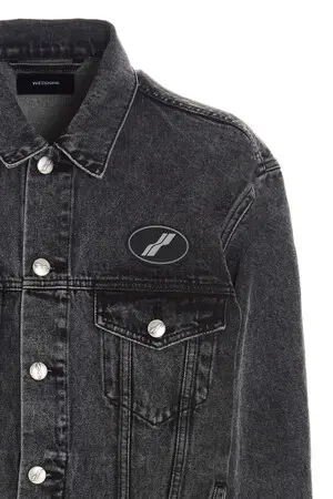 We11Done Logo Patch Denim Jacket - Black