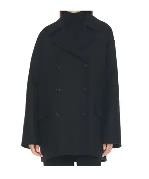THE ROW Double-breasted Pocket Coat - Black