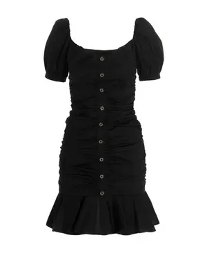 Pinko Ruched Button-up Dress With Bubble Short Sleeves