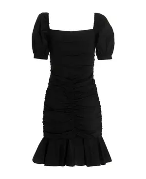 Pinko Ruched Button-up Dress With Bubble Short Sleeves